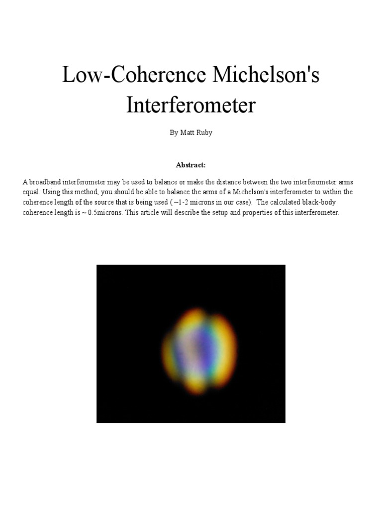 Low Coherence Interferomenter | PDF | Interferometry | Coherence (Physics)