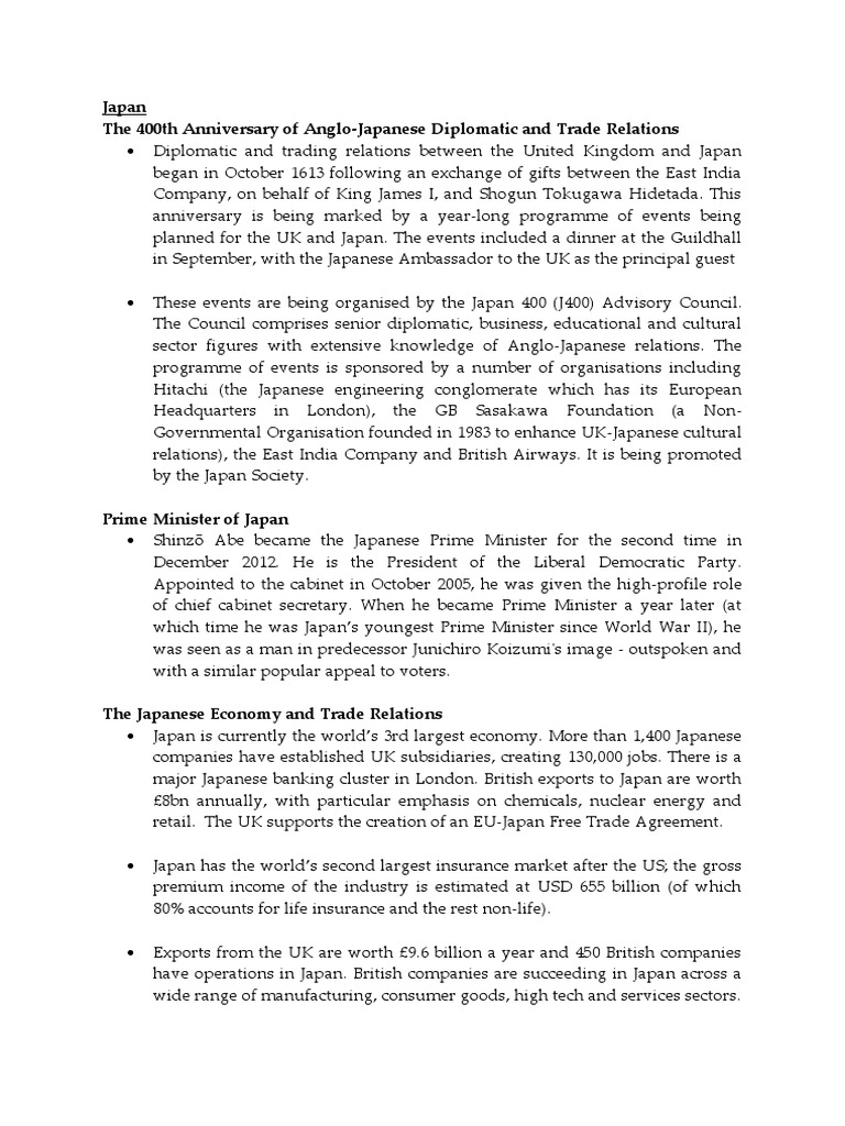 Japan The 400th Anniversary of Anglo-Japanese Diplomatic and Trade ...