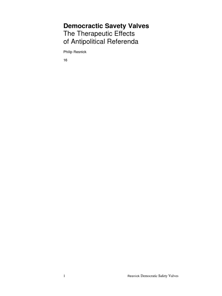 Resnick Democratic Safety Valves | PDF | Right Wing Politics | Democracy
