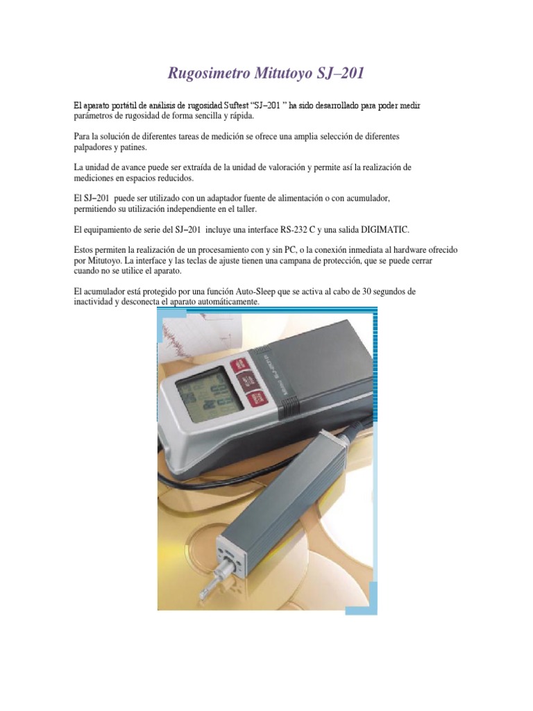 Rugosimetro Mitutoyo SJ | PDF | Medición | Herramientas