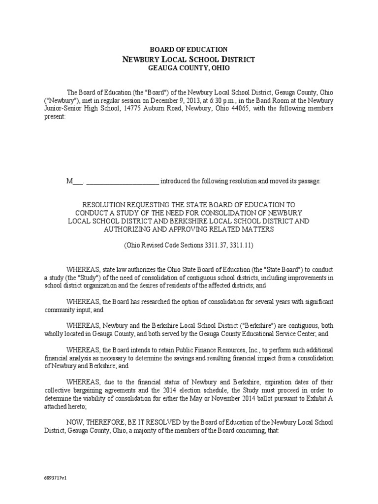 Newbury-Berkshire School District Consolidation Study | PDF | Official ...