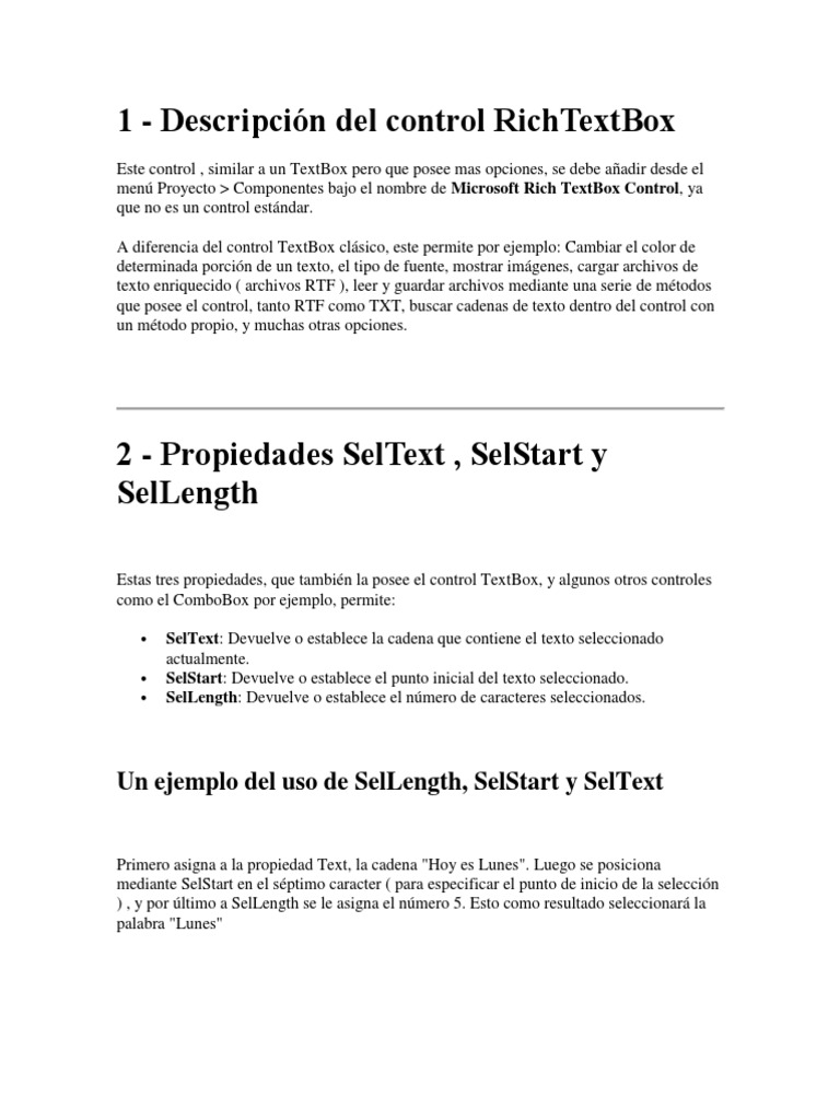 Guía Completa de RichTextBox en Visual Basic | PDF | Archivo de ...