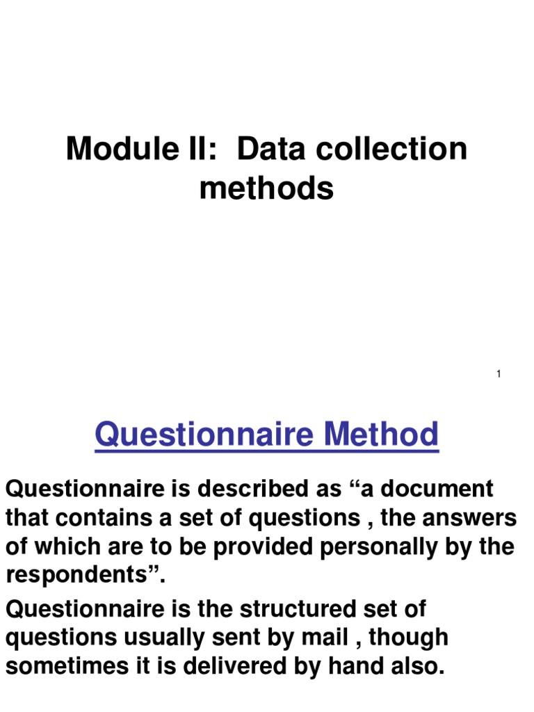 Questionnaire Method | Download Free PDF | Questionnaire | Survey Methodology