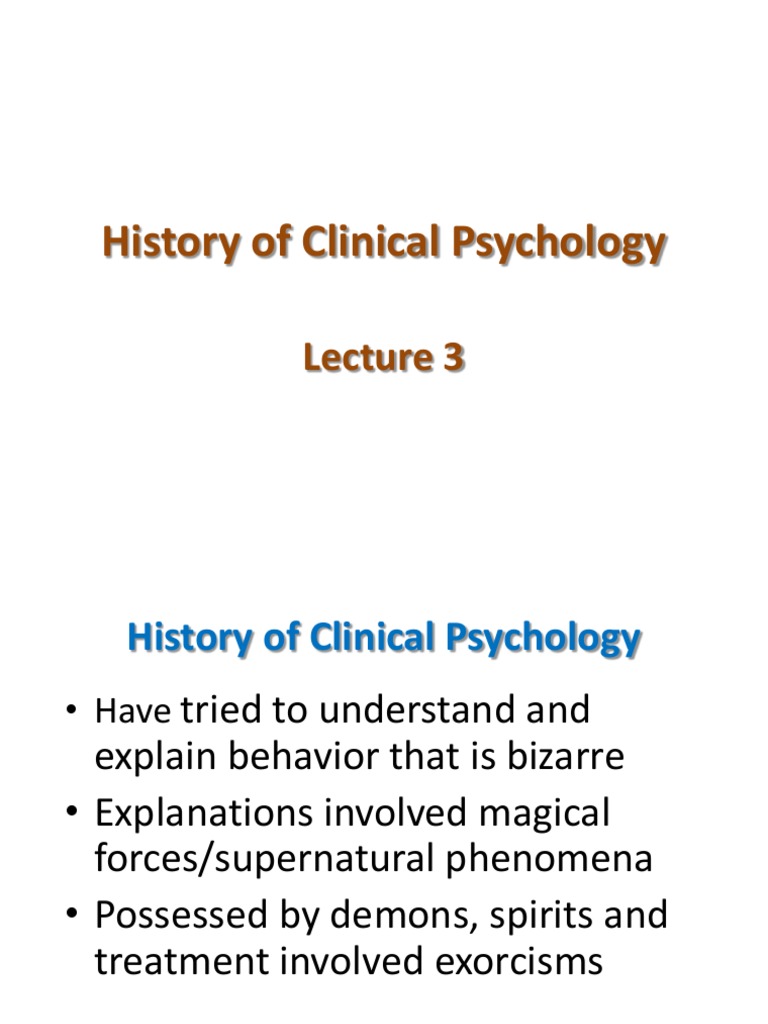 Lecture 3 History of Clinical Psychology | Id | Clinical Psychology