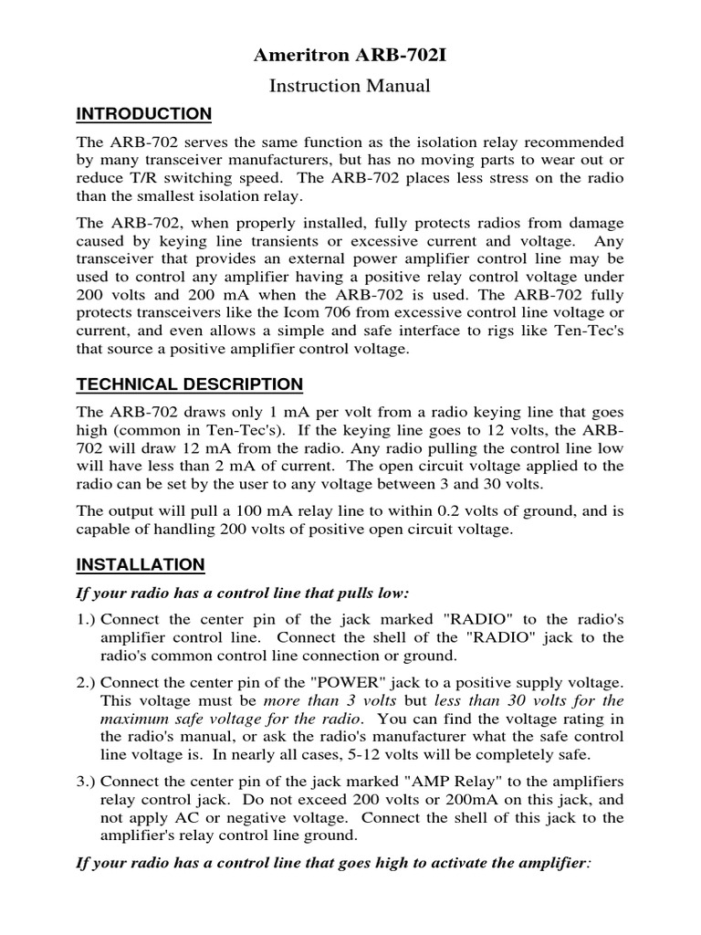 Arb 702 I | PDF | Relay | Amplifier