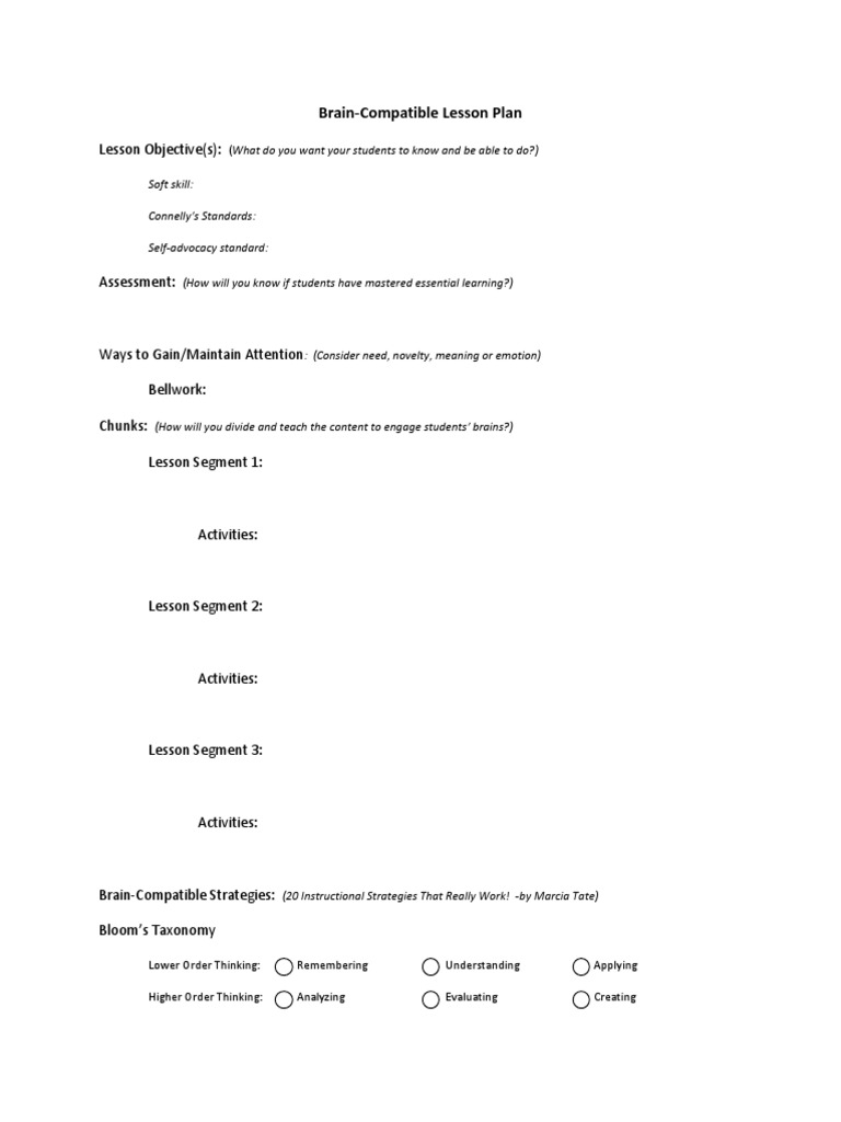 Brain-Compatible Lesson Plan Guide | PDF | Career & Growth