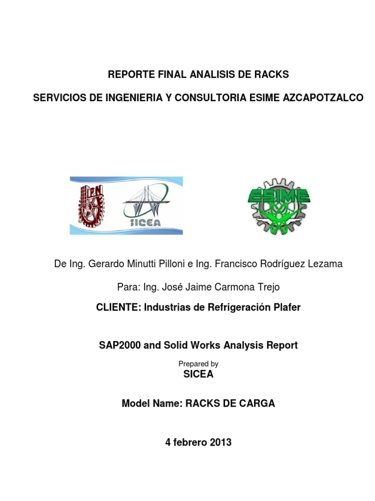 Reporte de Racks | PDF | Pandeo | Elasticidad (Física)