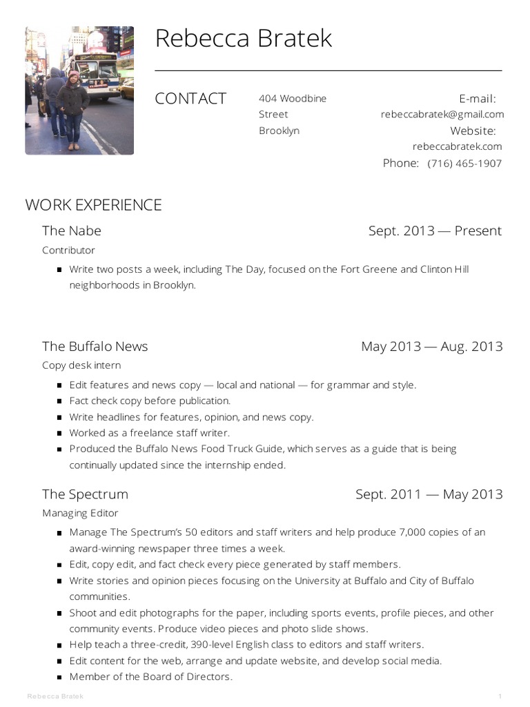 Rebecca's Resume | PDF | Editing | Copy Editing