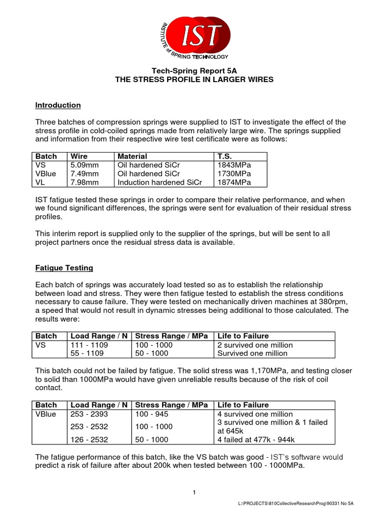 Stress Profile Analysis of Compression Springs | PDF | Fatigue ...