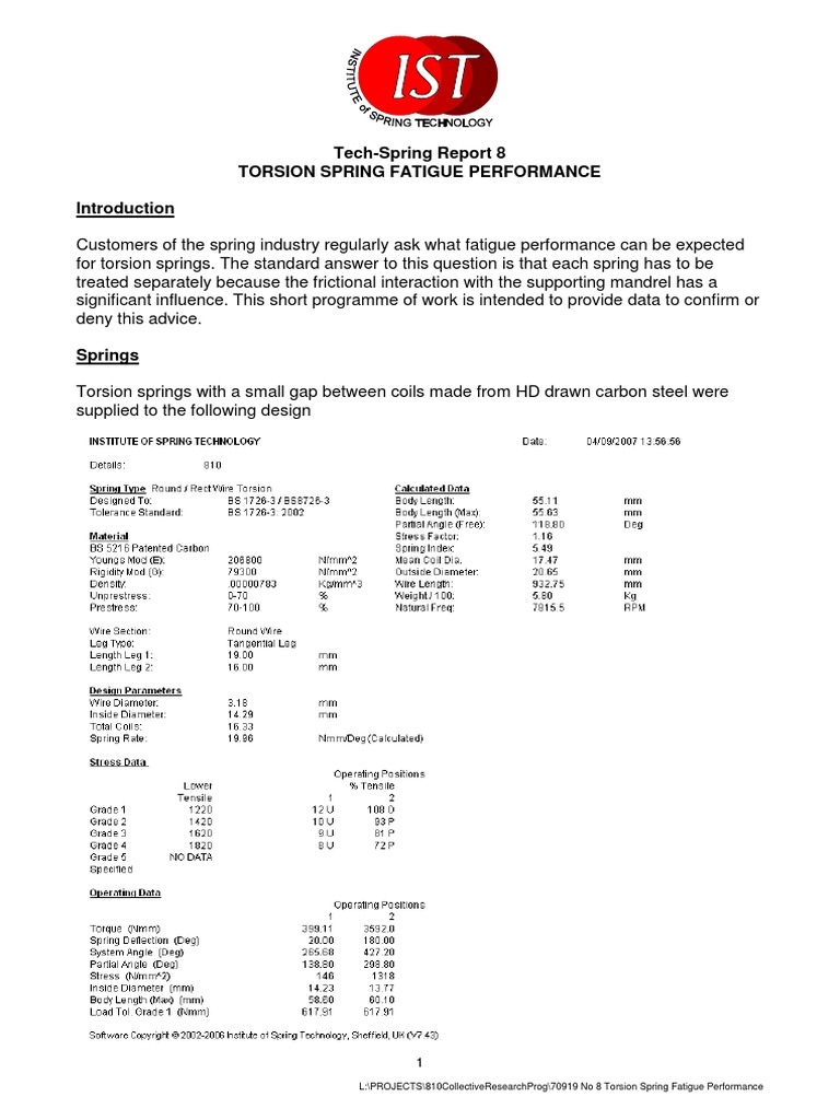 8 Torsion Spring Fatigue Performance | PDF | Wear | Fatigue (Material)