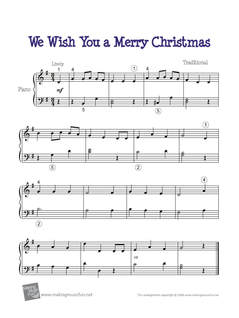 We Wish You A Merry Christmas Piano Sheet Music