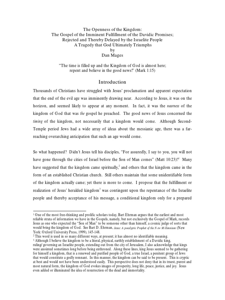 2003 - Dan Mages - The Openness of The Kingdom | PDF | Resurrection Of ...