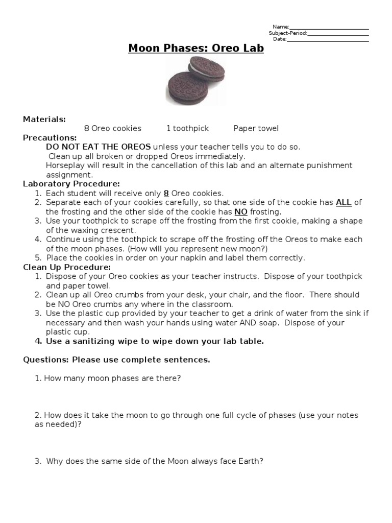 Moon Phase Oreo Lab | PDF