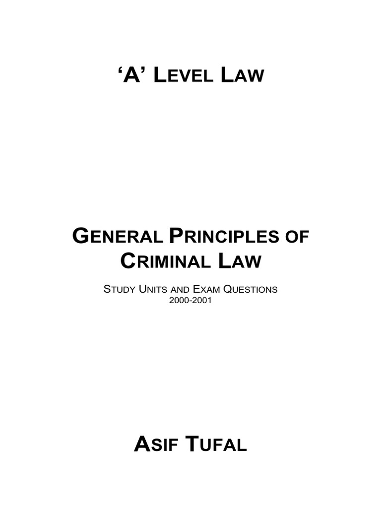 Criminal Law Study Units | PDF | Recklessness (Law) | Insanity Defense