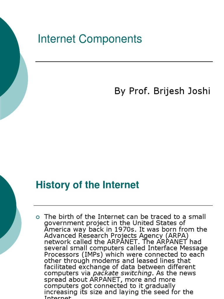 Internet Components: by Prof. Brijesh Joshi | PDF | Web Browser | Email