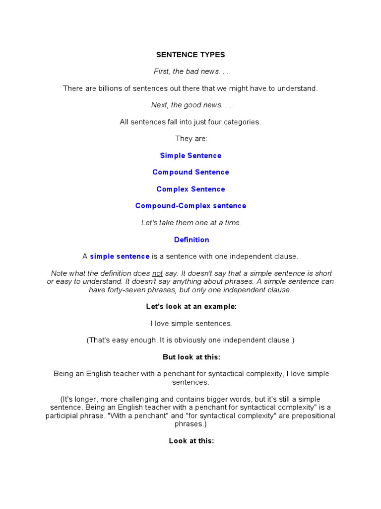 Understanding Sentence Structures: A Breakdown of the Four Basic ...