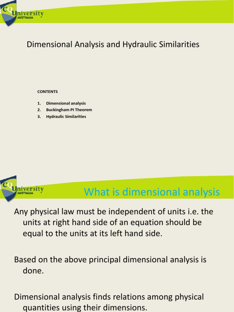 Dimensional Analysis and Hydraulic Similarities | PDF | Physics ...