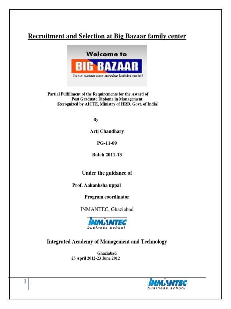 Recruitment & Selection Project Report | PDF | Recruitment | Employment