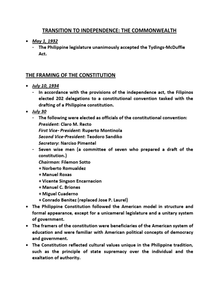 Transition To Independence | PDF | Philippines | Exports
