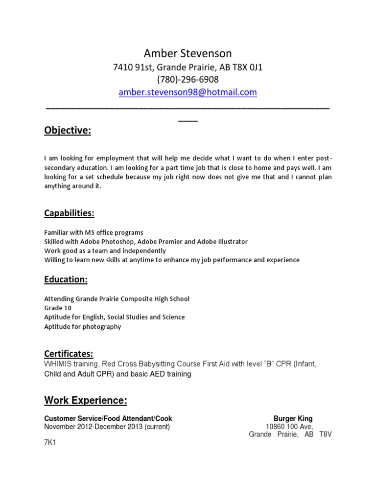 Amber Stevenson: Objective | PDF