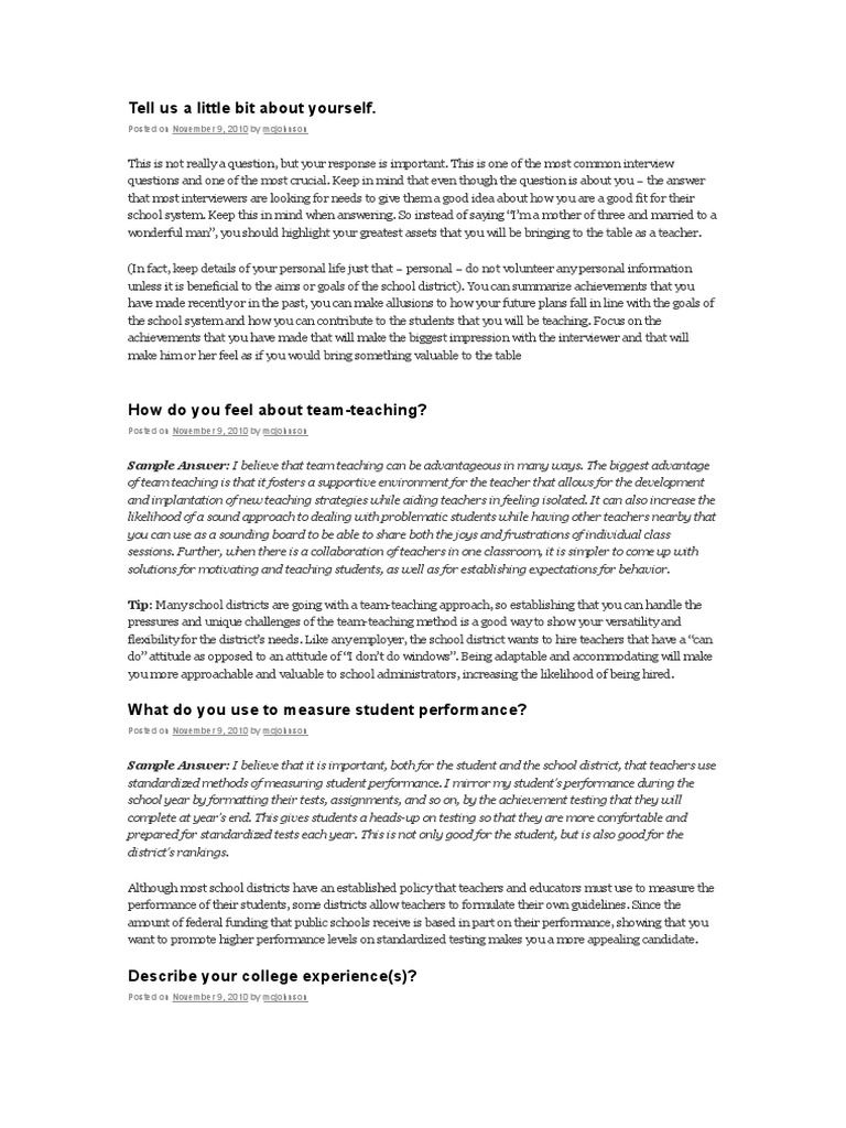 Tell Us a Little Bit About Yourself | Differentiated Instruction | Teachers