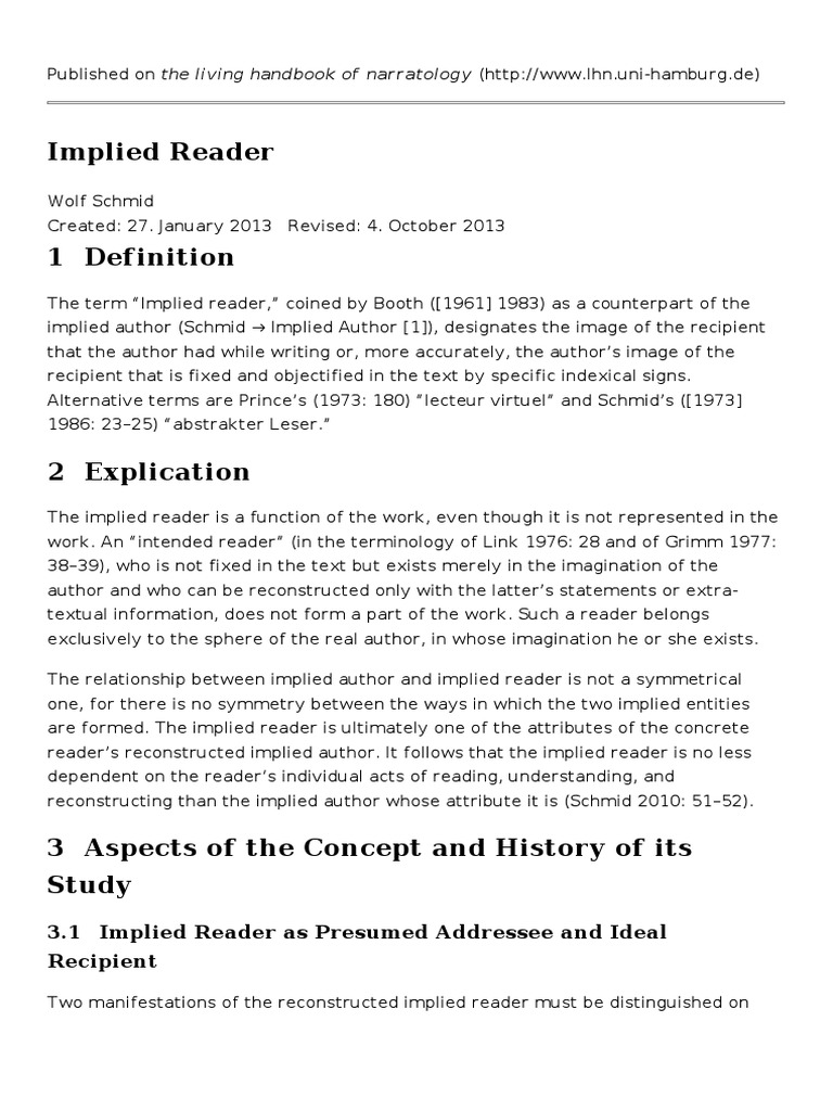Implied Reader Function and Ideal Recipient Role | PDF | Concept ...