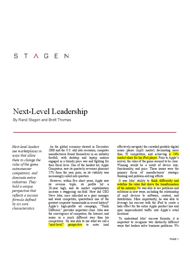 1 Next Level Leadership | PDF | Leadership | Strategic Management