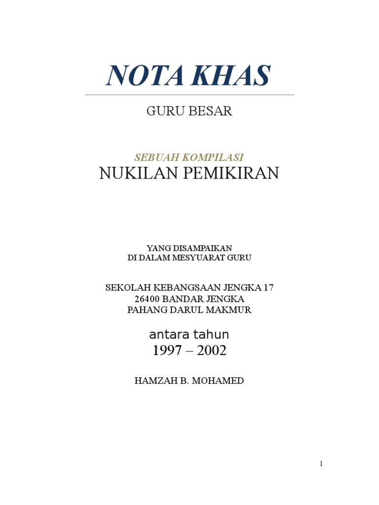 Nota Khas Guru Besar | PDF
