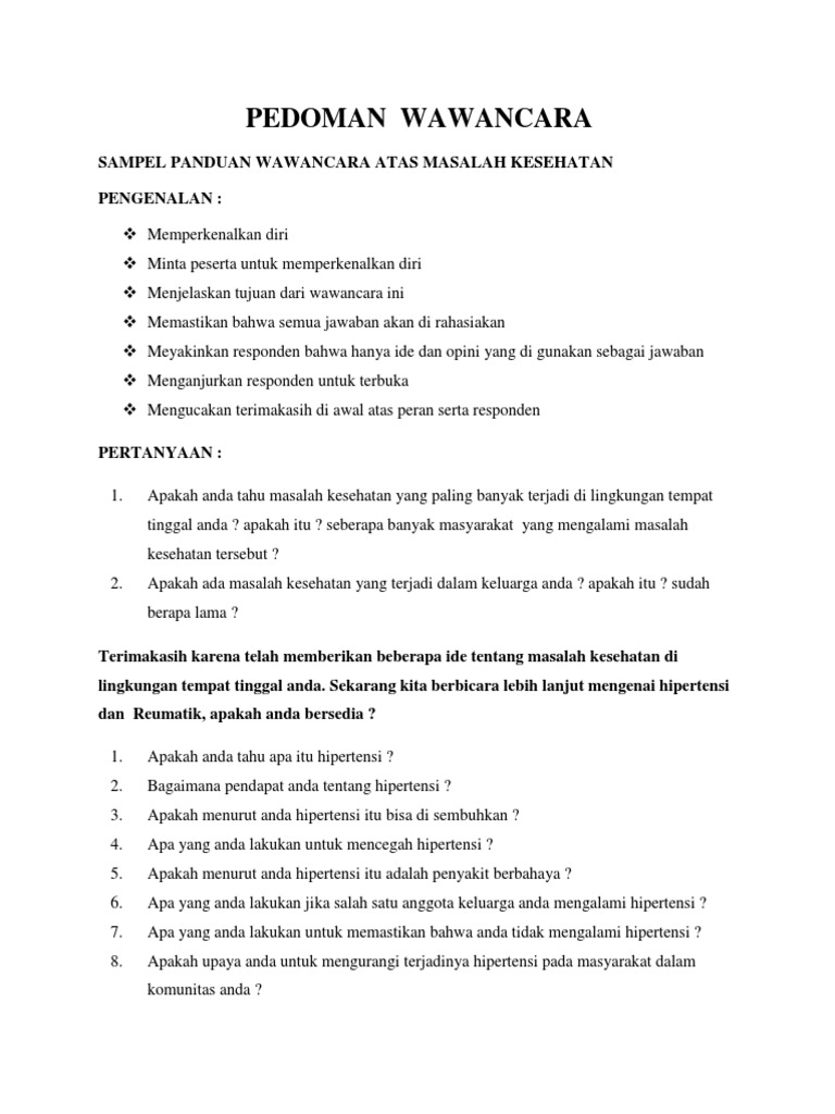 Pedoman Wawancara | PDF