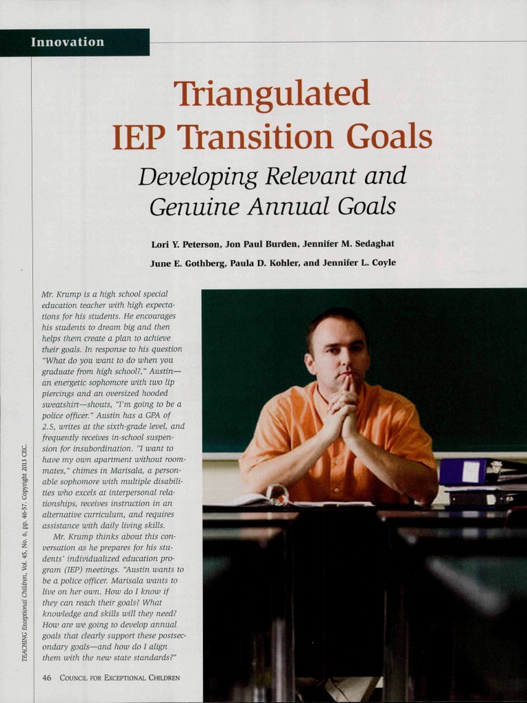 IEP Transition Goals | PDF | Individualized Education Program | Special ...