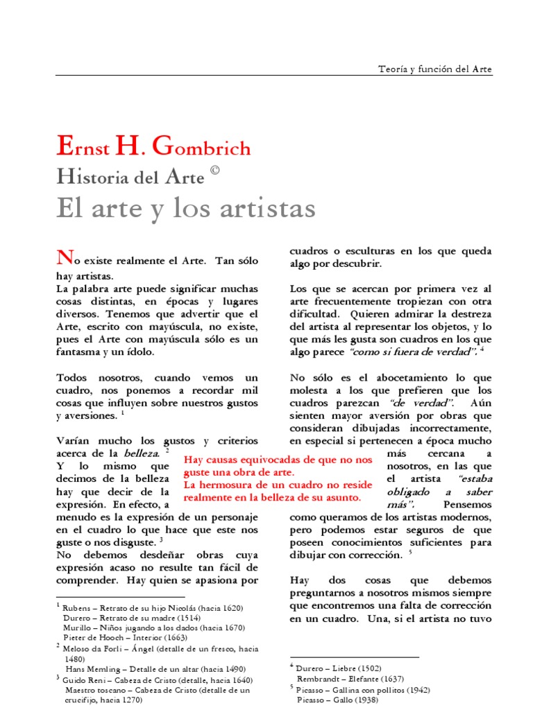 Historia Del Arte Gombrich | PDF | Pinturas | Verdad