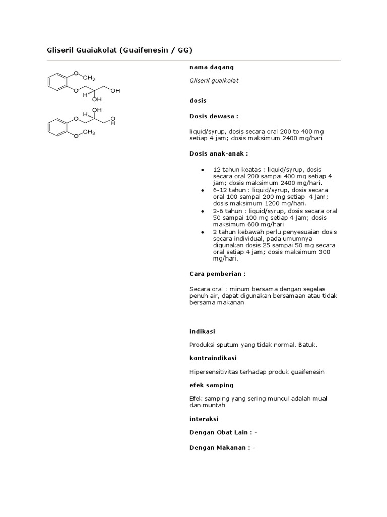 Gliseril Guaiakolat | PDF | Kesehatan Holistik