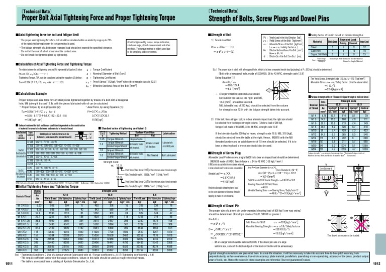Proper Bolt Axial Tightening Force and Proper Tightening Torque | PDF ...