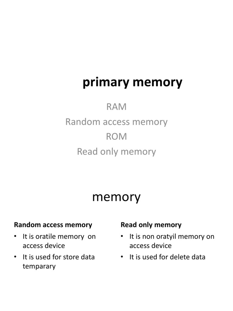 Primary Memory Types: RAM & ROM | PDF