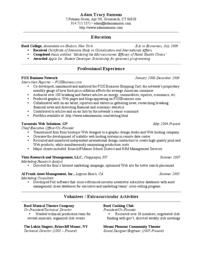 Adam Samson's Resume | PDF | World Wide Web | Internet & Web