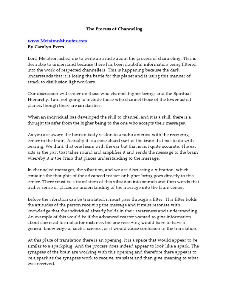 Understanding the Process of Channeling Higher Beings | PDF | Ascended ...