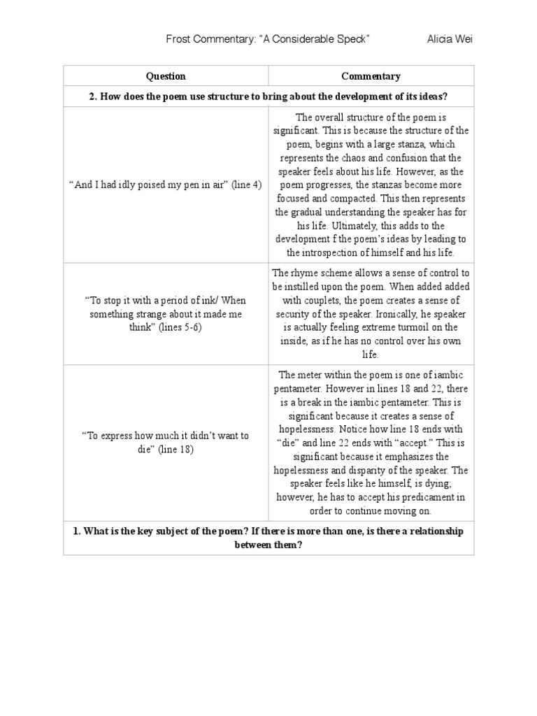 Frost - "A Considerable Speck" | PDF | Poetry