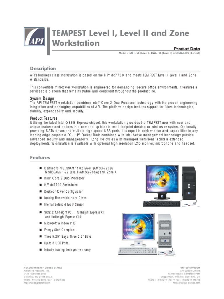TEMPEST Level I, Level II and Zone Workstation | PDF | Usb Flash Drive ...