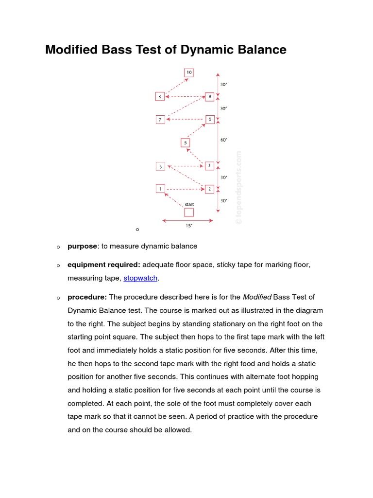 Modified Bass Test of Dynamic Balance | PDF
