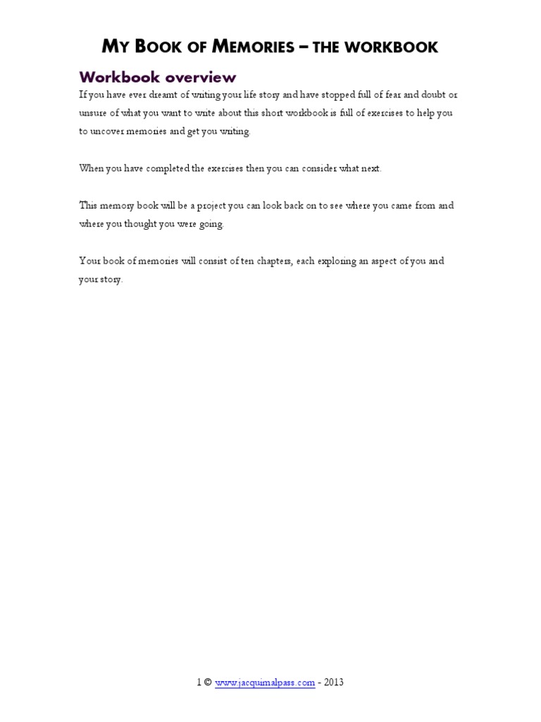 My Book of Memories Workbook | PDF | Thought | Laptop