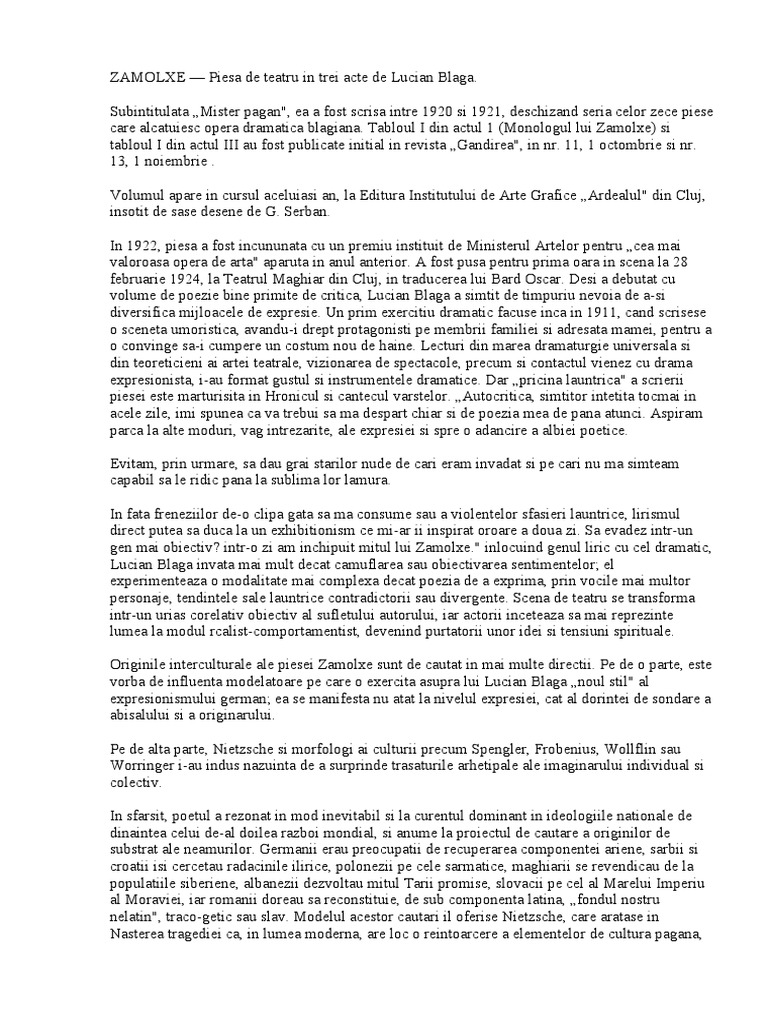 Blaga. ZAMOLXE | PDF