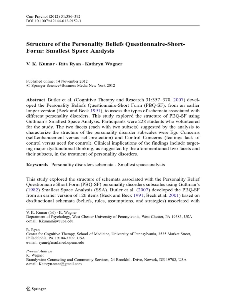 PBQ-SF - Structure of The PBQ-SF - Smallest Space Analyses 2012 | PDF ...