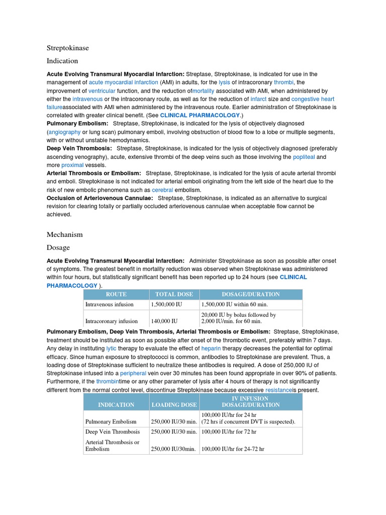 Streptokinase | Intravenous Therapy | Thrombosis