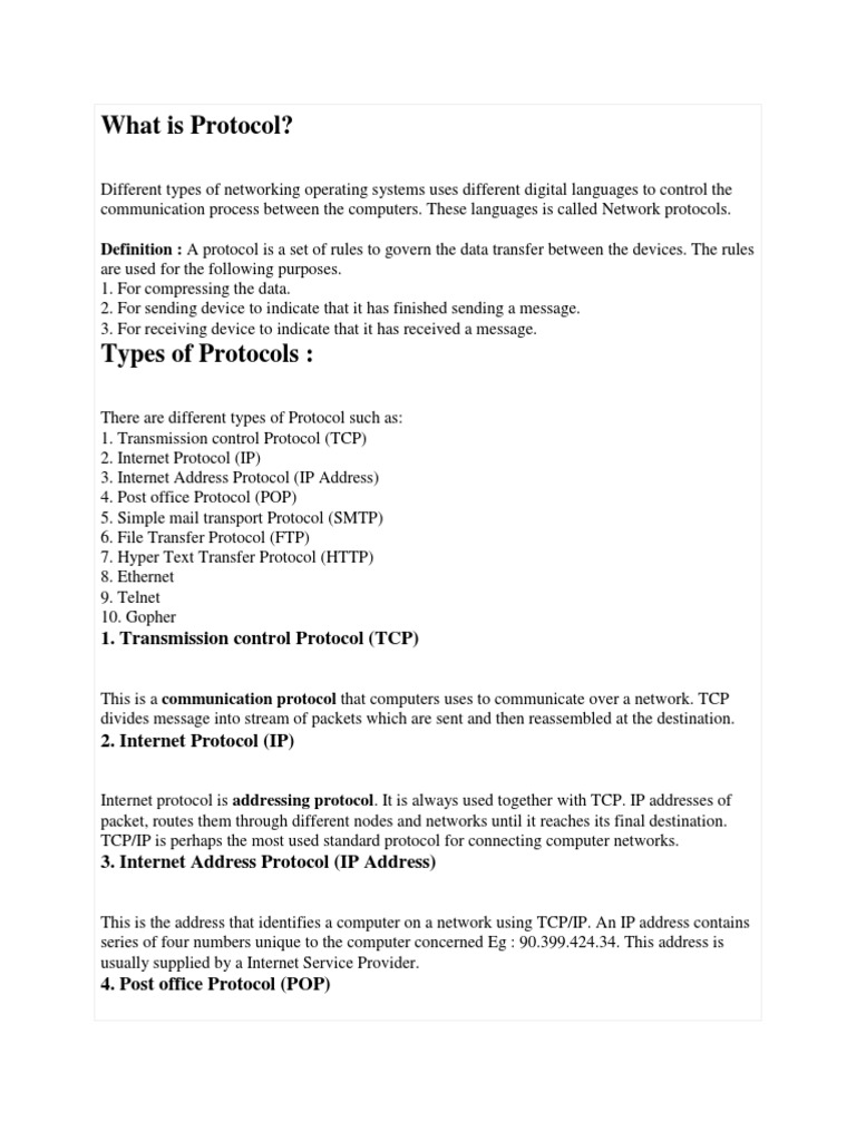 What Is Protocol | PDF | Communications Protocols | Transmission ...