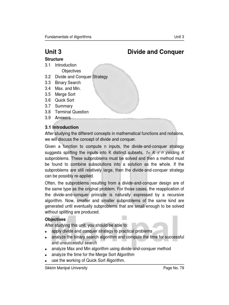 Unit 3 Divide And Conquer Structure Pdf Computer Programming Mathematical Concepts 
