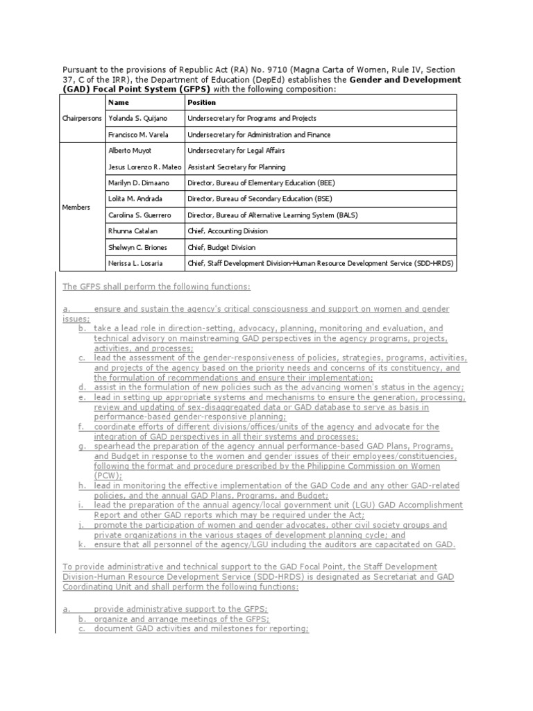 DepEd Focal Point System | PDF | Government | Business