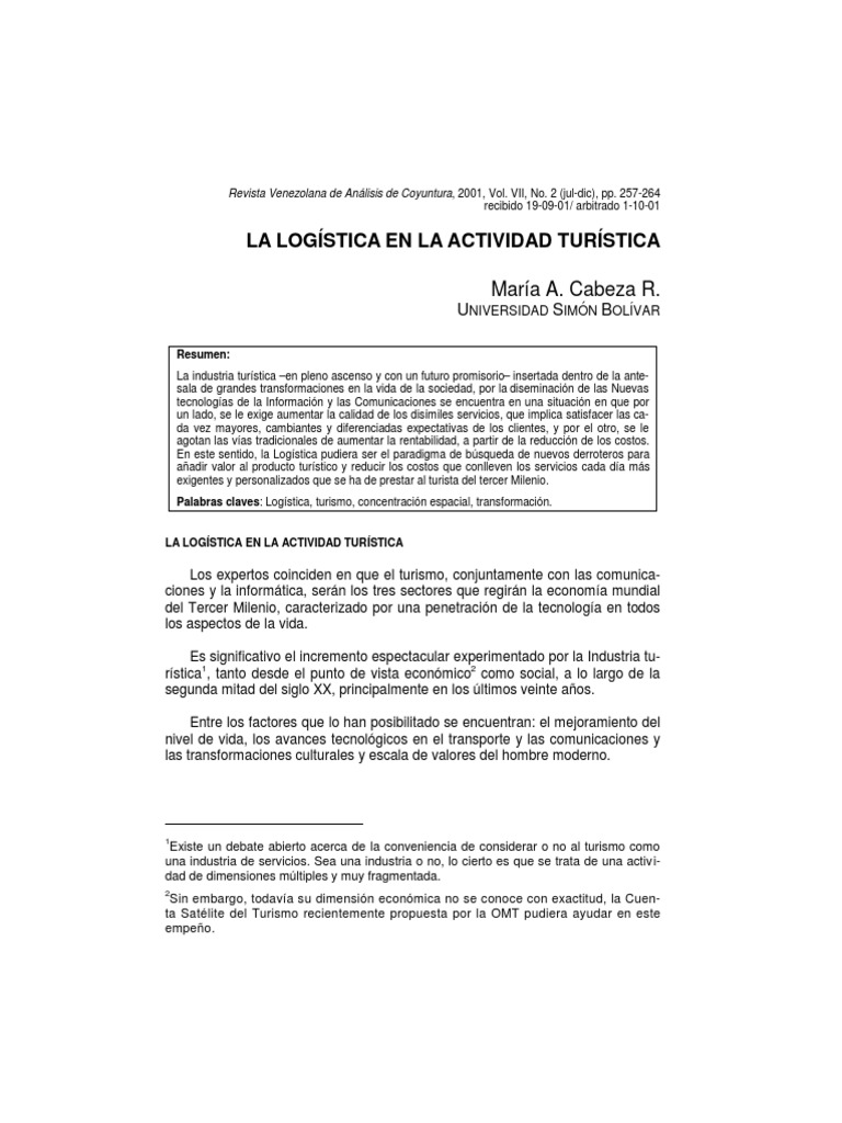 Logistica en La Actividad Turistica | PDF | Turismo | Logística