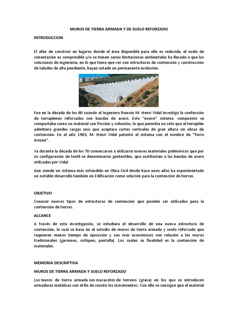Muros de Tierra Armada y de Suelo Reforzado | PDF | Suelo | Fundación ...