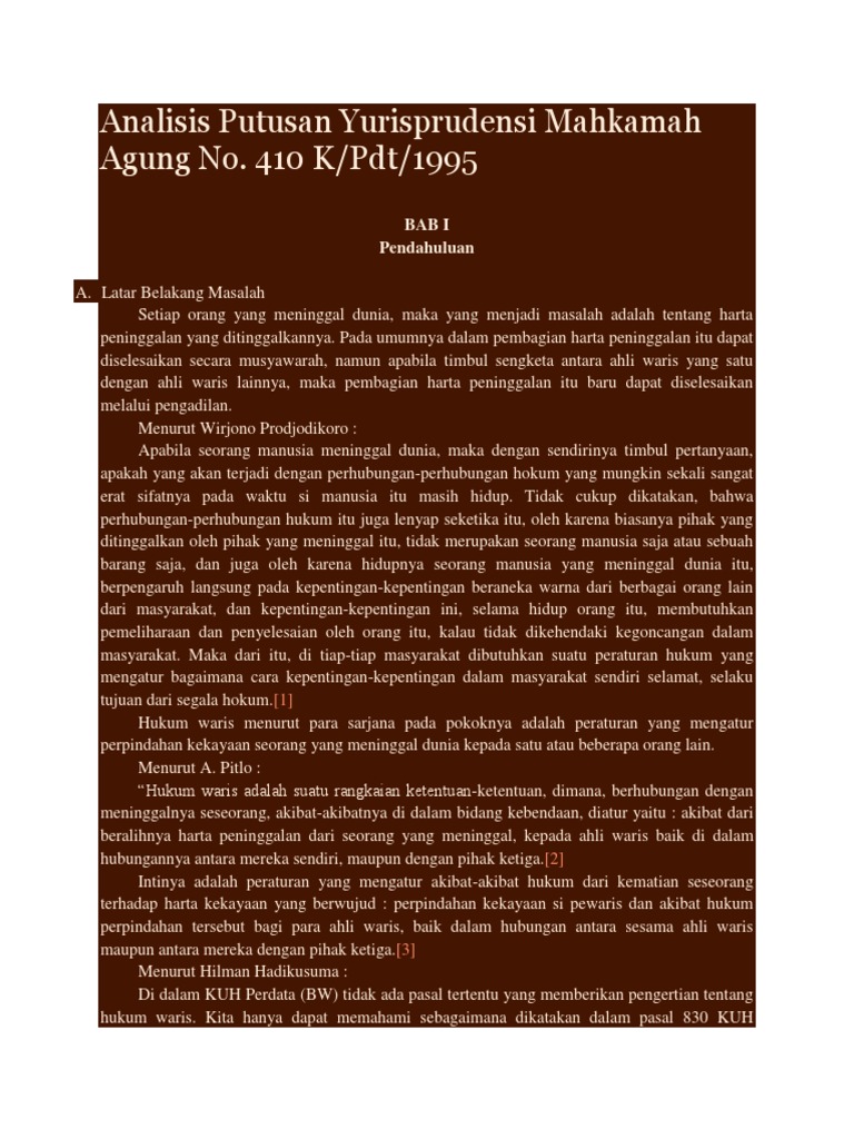 Analisis Putusan Yurisprudensi Mahkamah Agung No | PDF
