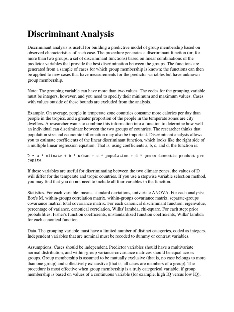 Discriminant Analysis | PDF | Correlation And Dependence | Covariance ...